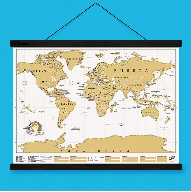 Hang! 85 cm Sort ramme / plakatliste i træ til Scratch Maps Skrabekort ...